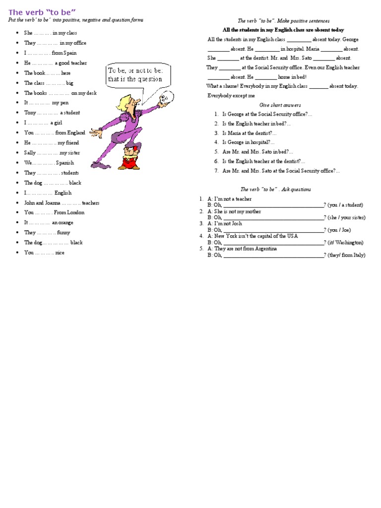 Put The Verb' To Be' Into Positive, Negative and Question Forms | PDF