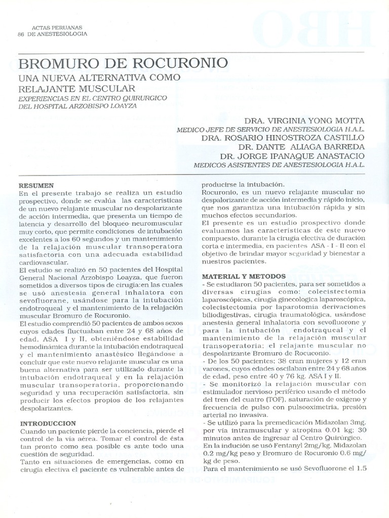 Bromuro de Rocuronio PDF | PDF | Medicina | Drogas