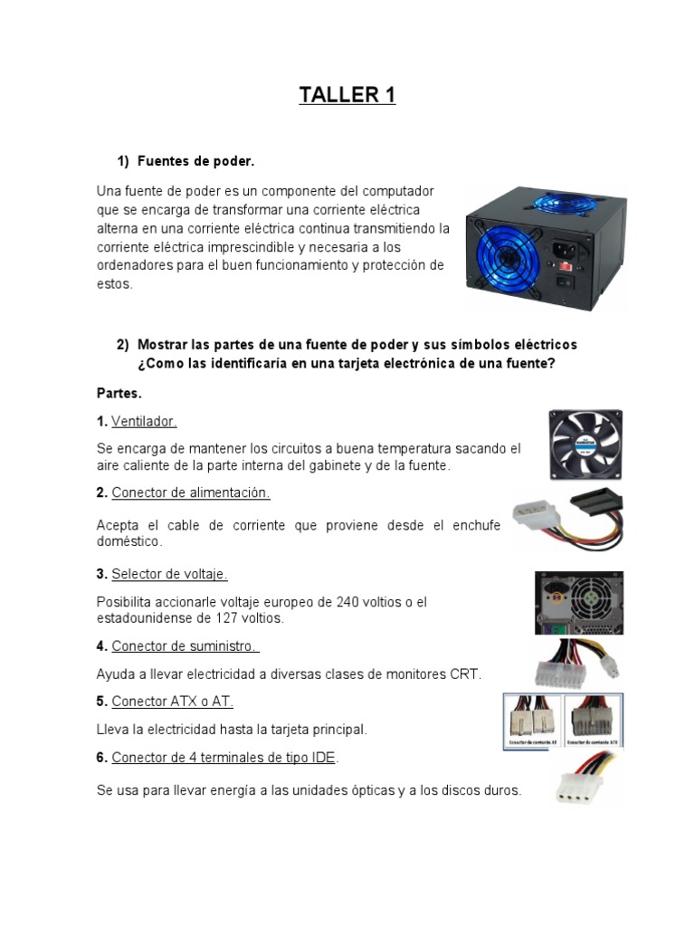 Partes y funciones de la fuente de poder | PDF | Electrónica ...