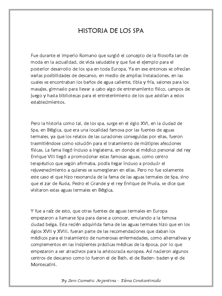 Historia y beneficios de los spa | PDF | Masaje | Reflexología