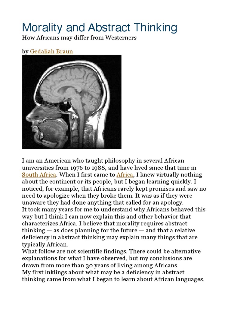 Morality and Abstract Thinking | PDF | Self Awareness | Concept
