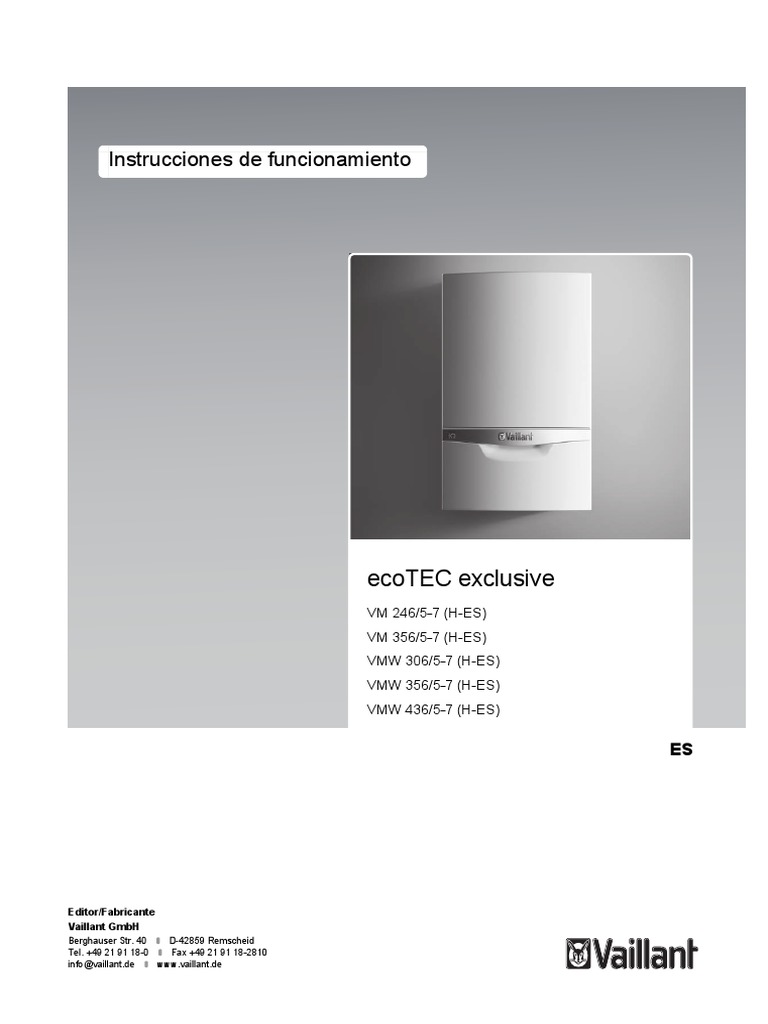Ecotec Exclusive Manual de Usuario 1309531 PDF | PDF | Caldera | Tap (Válvula)