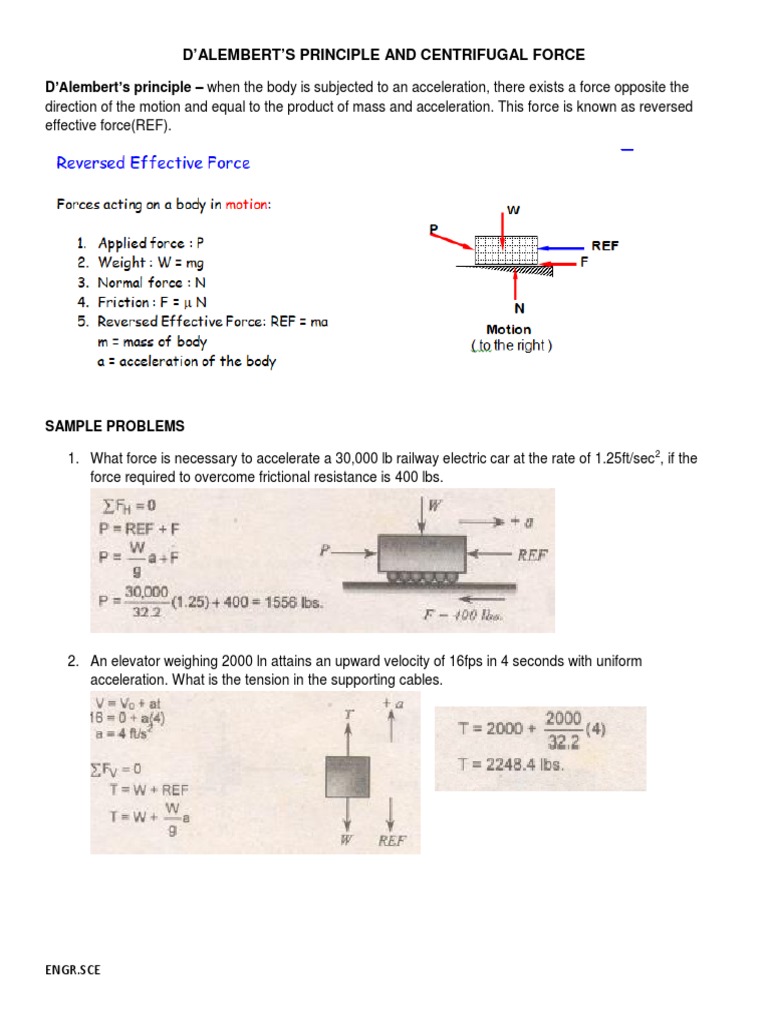 D'alembert's Principle and Centrifugal Force | PDF