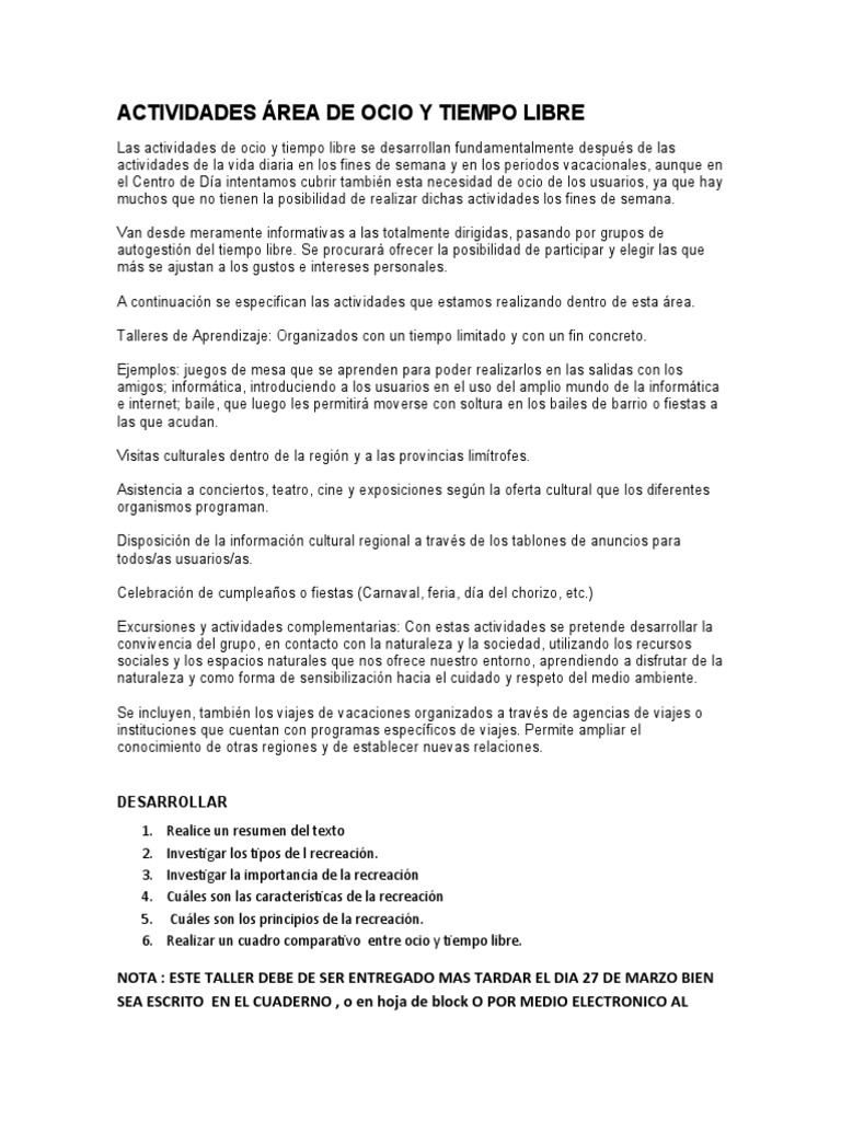 Actividades De Ocio | informacionpublica.svet.gob.gt