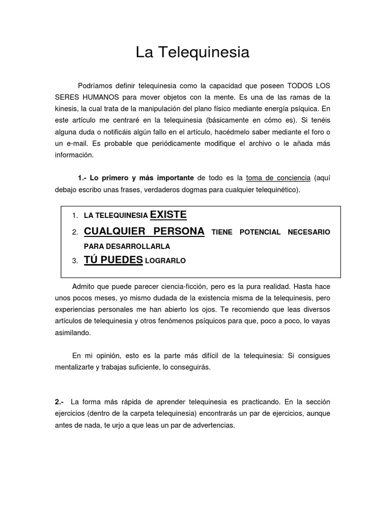 Guía para Practicar Telequinesia | PDF | Crecimiento personal y ...