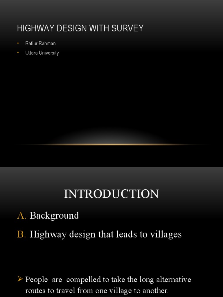 Highway Design With Survey: Rafiur Rahman Uttara University | PDF ...