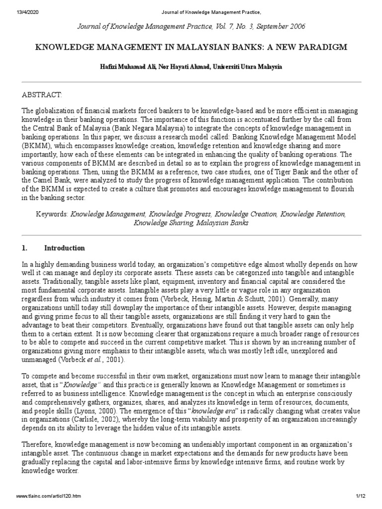 Journal of Knowledge Management Practice | PDF | Knowledge Management ...