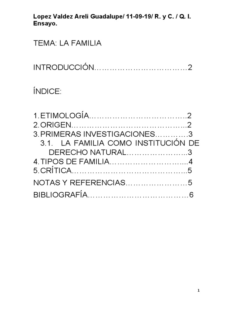 Ensayo sobre la familia y su evolución | PDF | Familia | Parentesco y ...