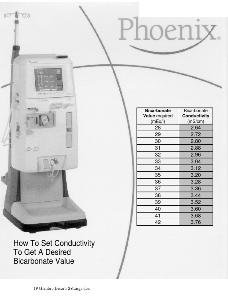 Gambro Bicarb Settings | PDF