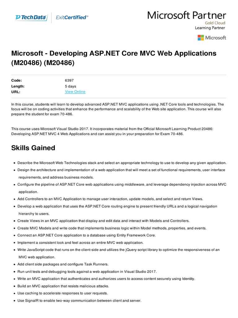 Developing Asp Net Core MVC Web Applications m20486 m20486 PDF ...