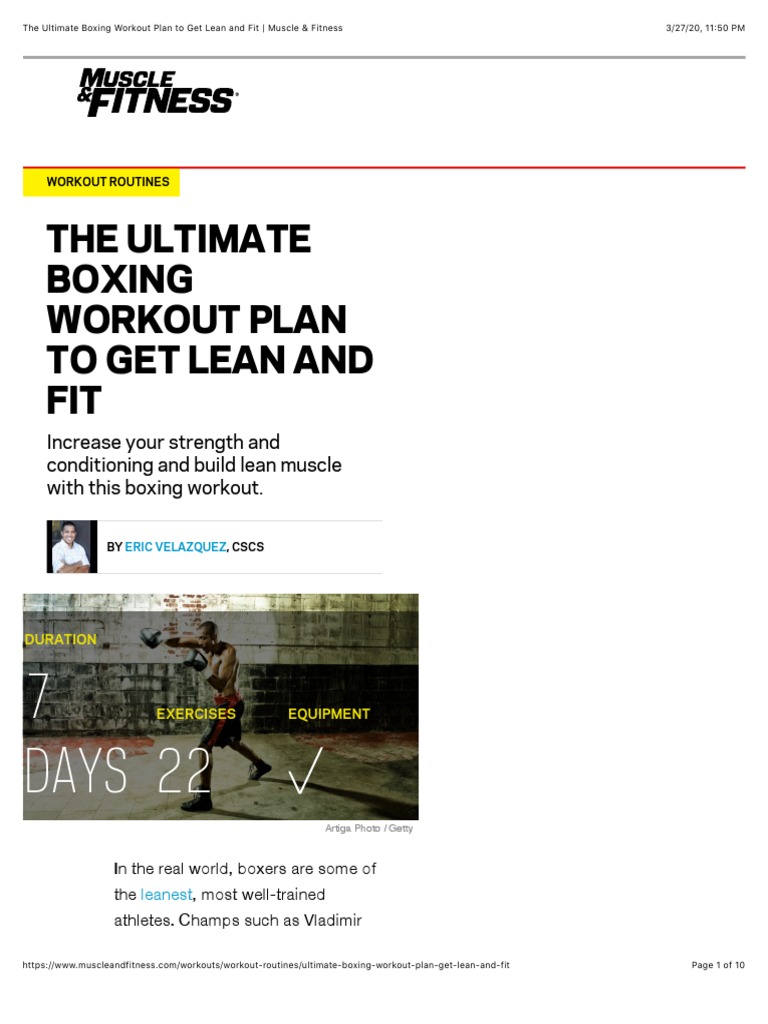 The Ultimate Boxing Workout Plan | Download Free PDF | Recreation ...
