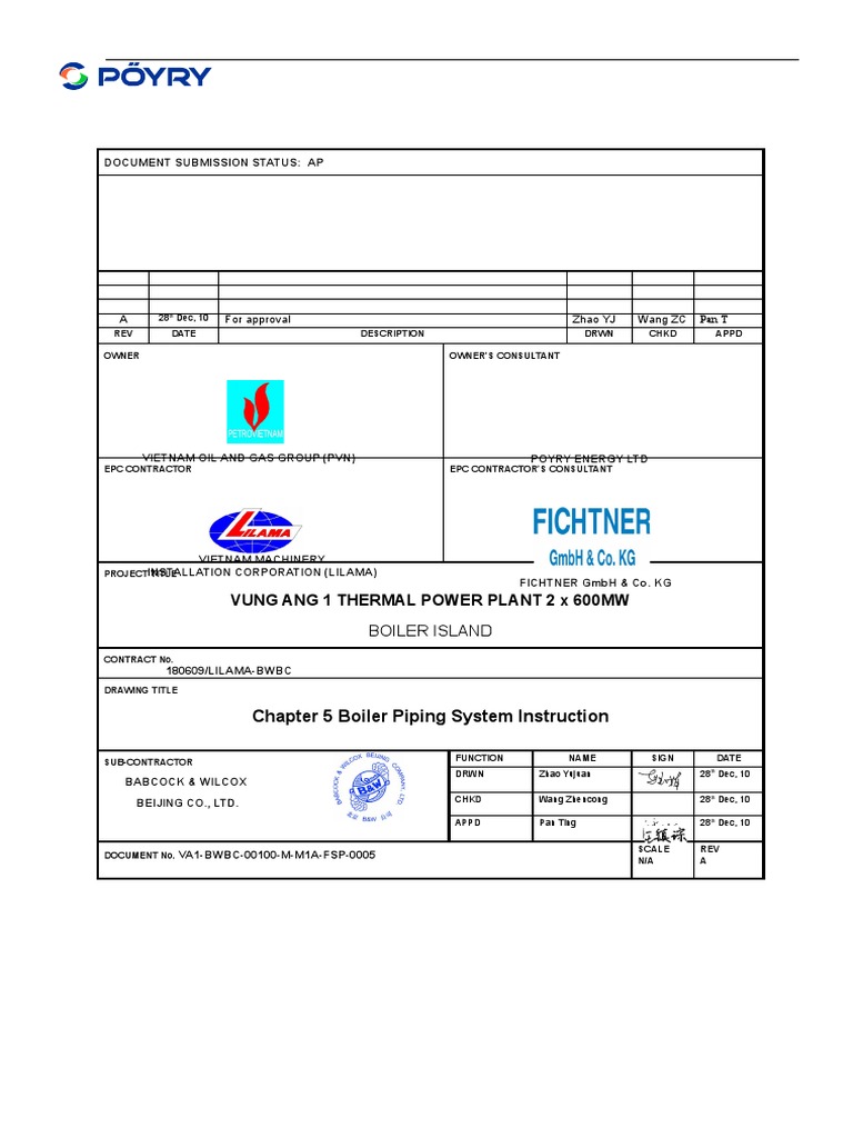 Vung Ang 1 Thermal Power Plant 2 X 600Mw: Chapter 5 Boiler Piping ...