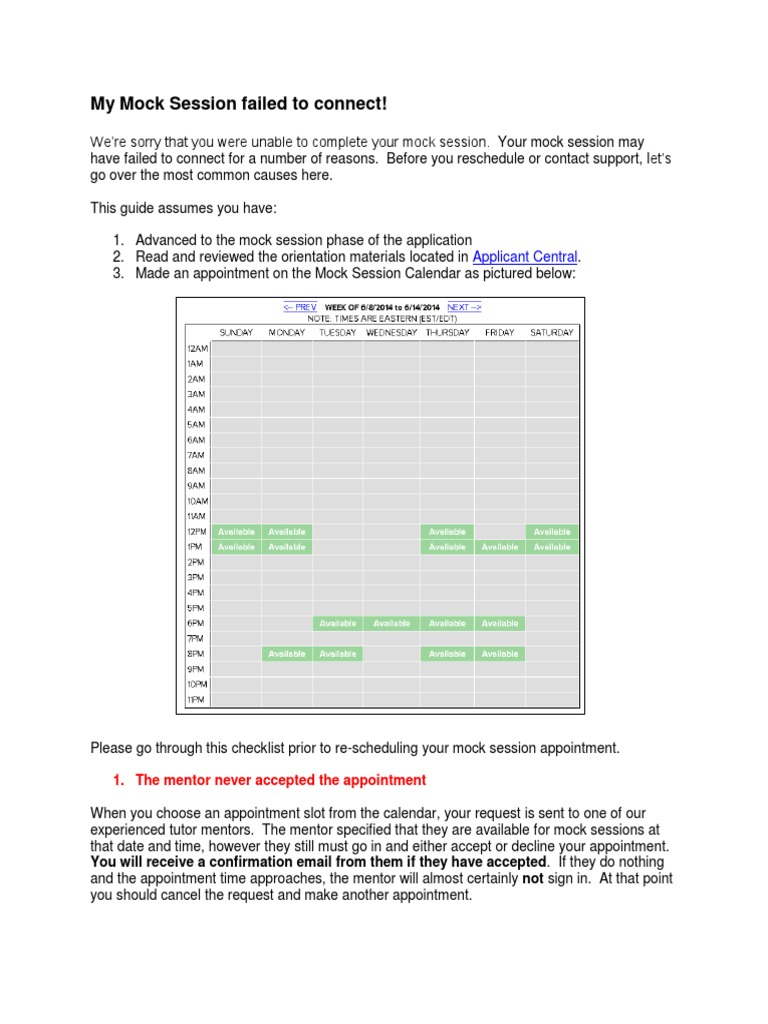 My Mock Session Failed To Connect!: Applicant Central | PDF ...