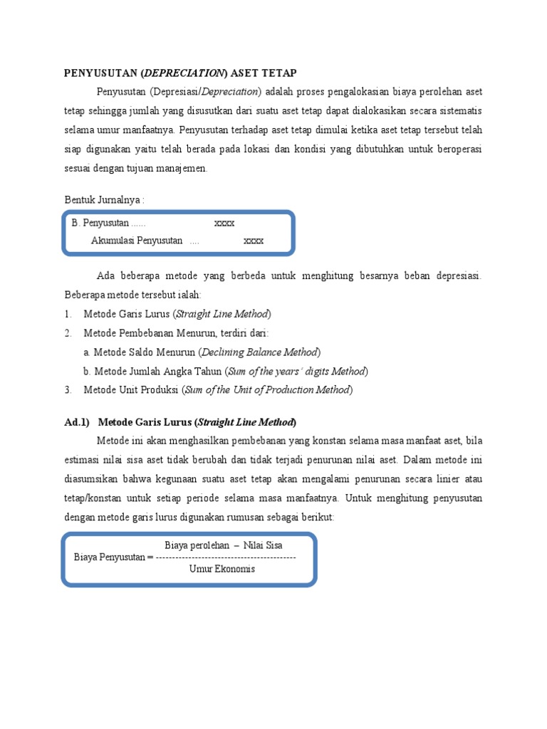 Penyusutan Aset Tetap: Metode dan Contoh | PDF | Pengelolaan Keuangan ...