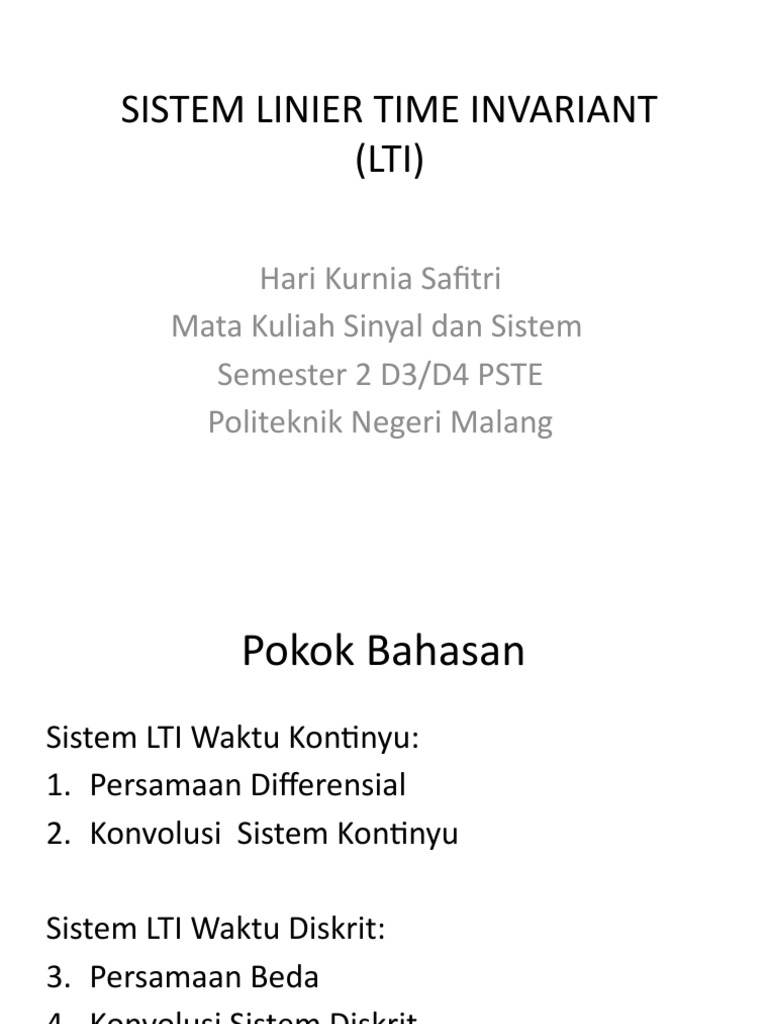 Sistem Linier Time Invariant | PDF