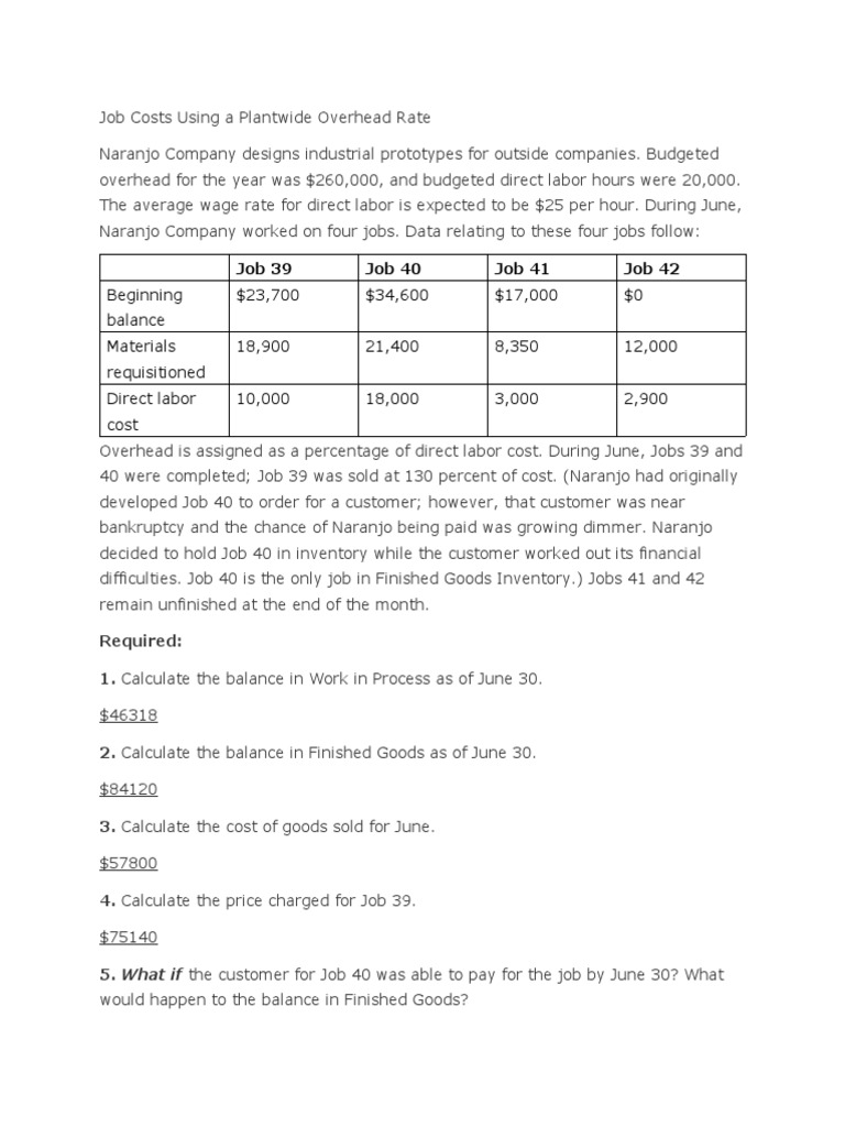 Calculating Plantwide Overhead Rate | PDF