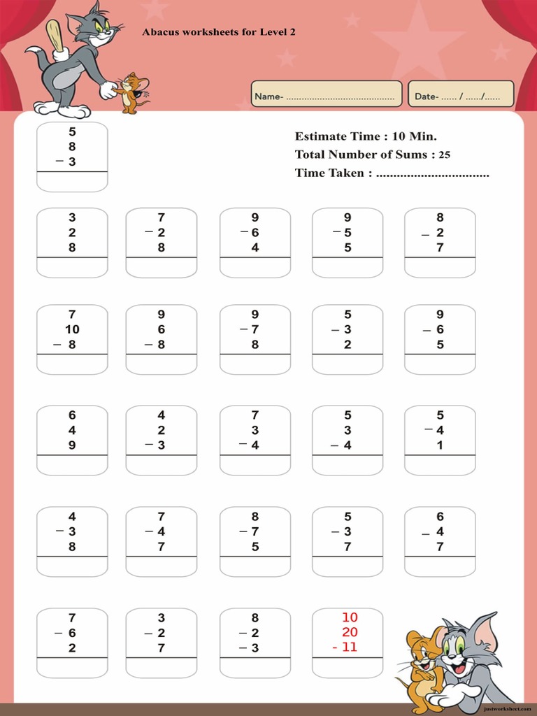 Justworksheet Abacus Worksheets For Level 2 1 PDF | PDF