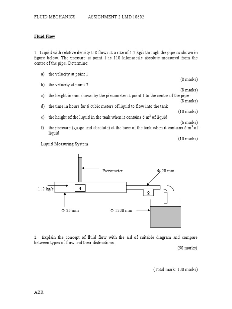 Assignment 2c | PDF | Fluid Dynamics | Flow Measurement