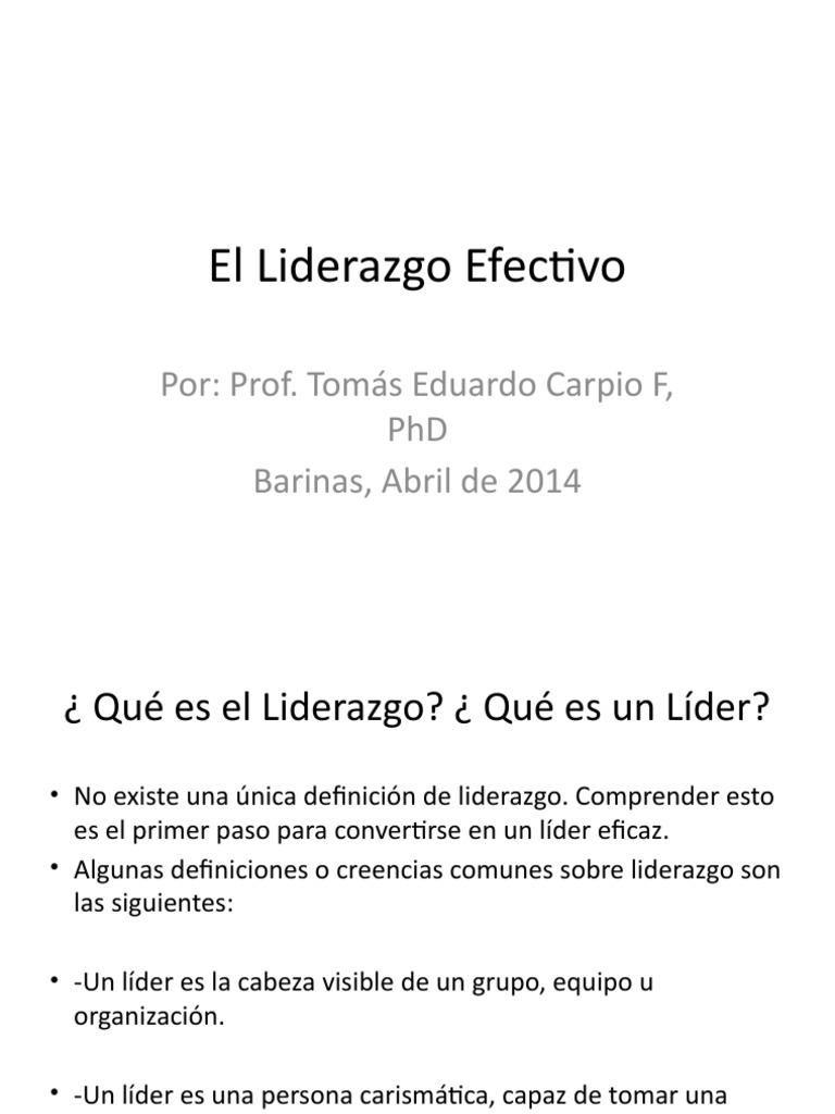 El Liderazgo Efectivo | PDF | Liderazgo | Planificación