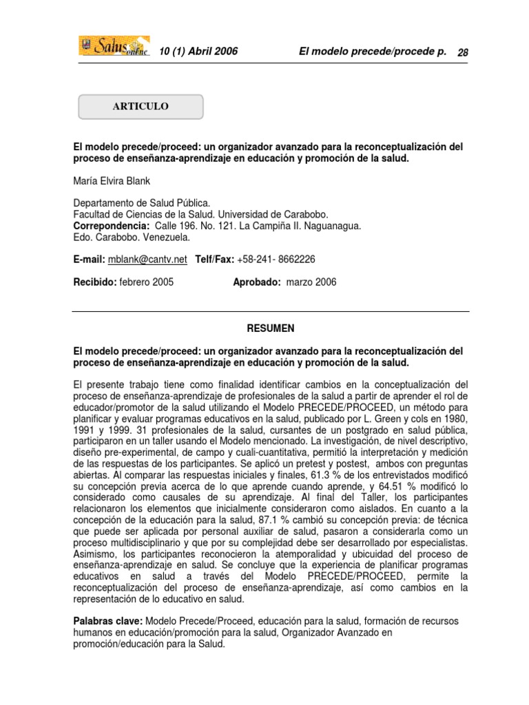 Modelo Precede Proceed2 | PDF | Maestros | Aprendizaje