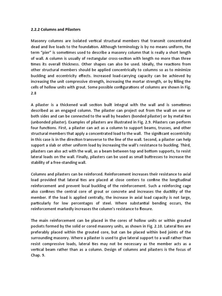 Columns and Pilasters | PDF | Column | Buckling