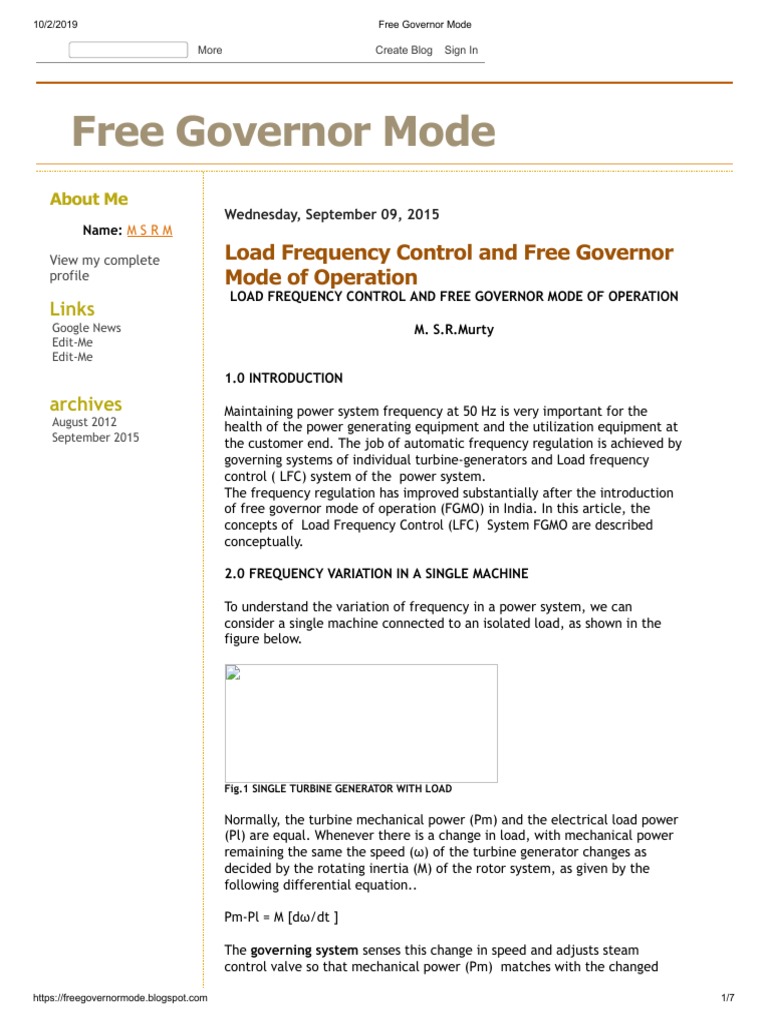 Free Governor Mode | PDF | Electrical Grid | Electricity