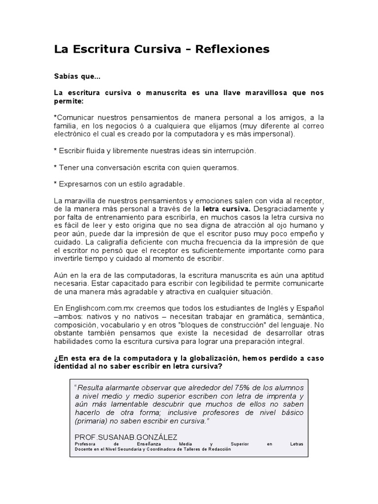 La 20 Escritura 20 Cursiva | PDF | Caligrafía | Escritura
