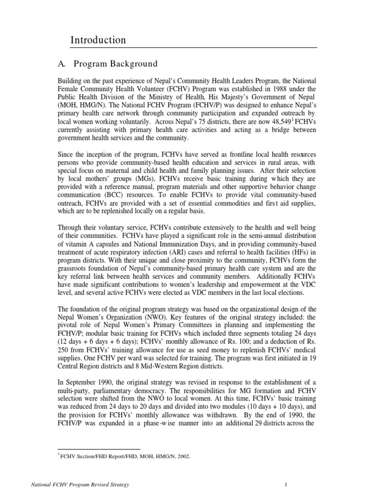 FCHV Strategy | PDF | Non Governmental Organization | Community