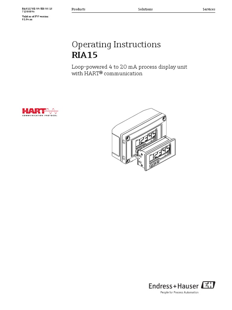 Operating Instructions RIA15: Loop-Powered 4 To 20 Ma Process Display ...
