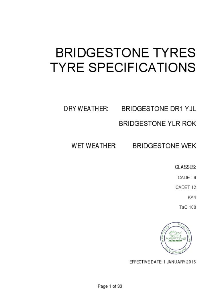 2016 Bridgestone Tyre Specifications PDF | PDF | Tire | Engineering ...
