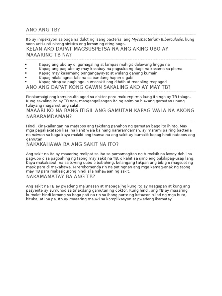 Ano Ang TB | PDF