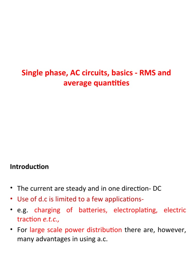 Single Phase, AC Circuits, Basics - RMS and Average Quantities | PDF ...