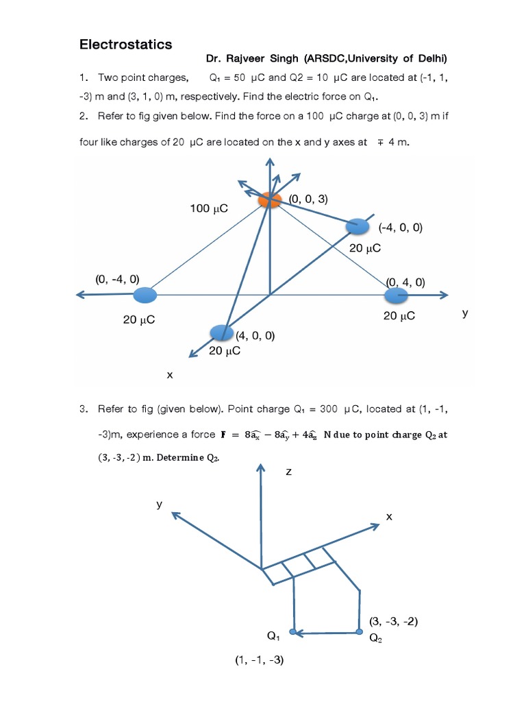 Electrostatics Problems | PDF | Cartesian Coordinate System | Electric ...