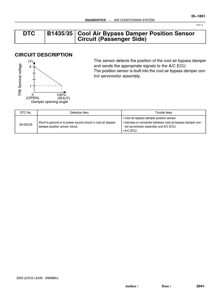 B1435 Cool Air Bypass Damper Position Sensor | PDF | Electronic Engineering | Electricity