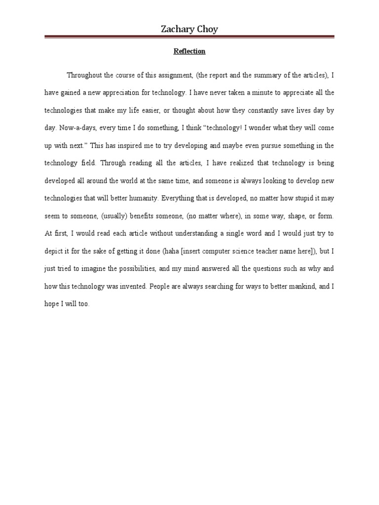 Technology Appreciation Reflection | PDF