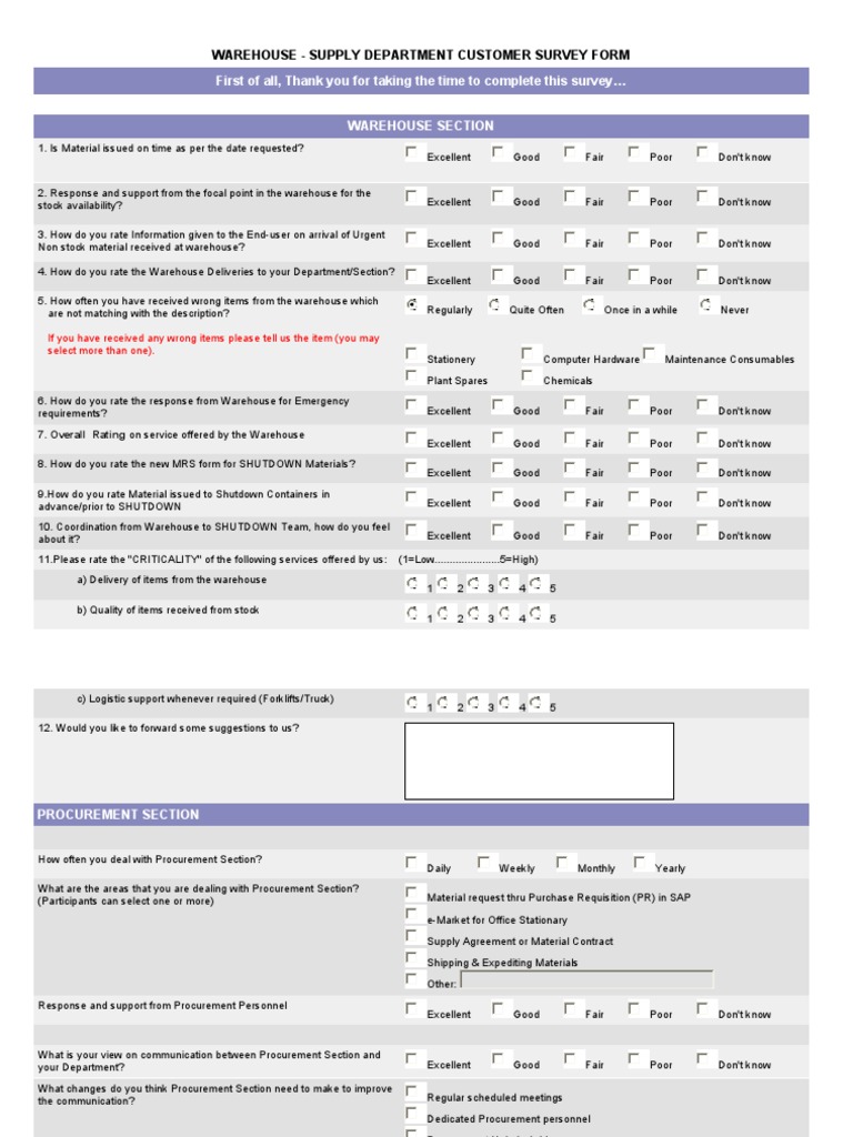 First of All, Thank You For Taking The Time To Complete This Survey ...