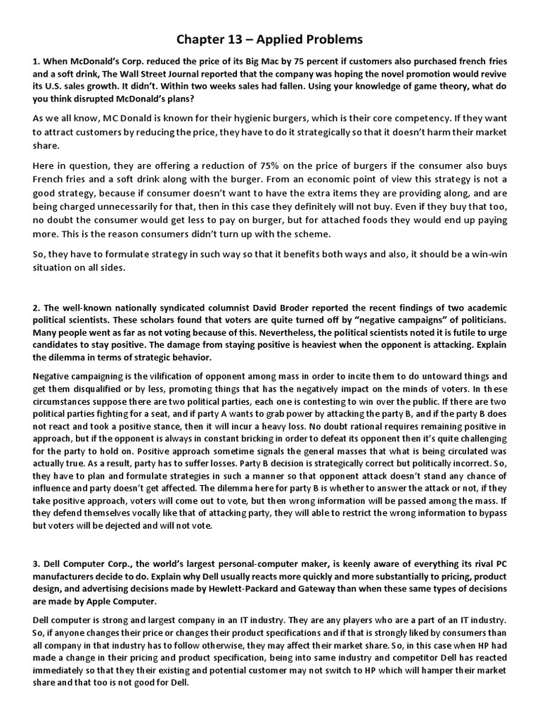 Chapter 13 - Applied Problem Solutions | PDF | Credit Card | Demand