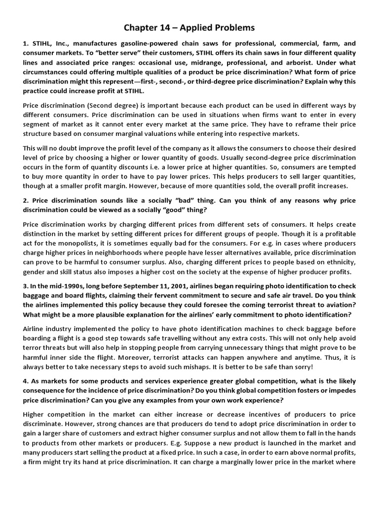 Chapter 14 - Applied Problem Solutions | PDF | Price Discrimination ...