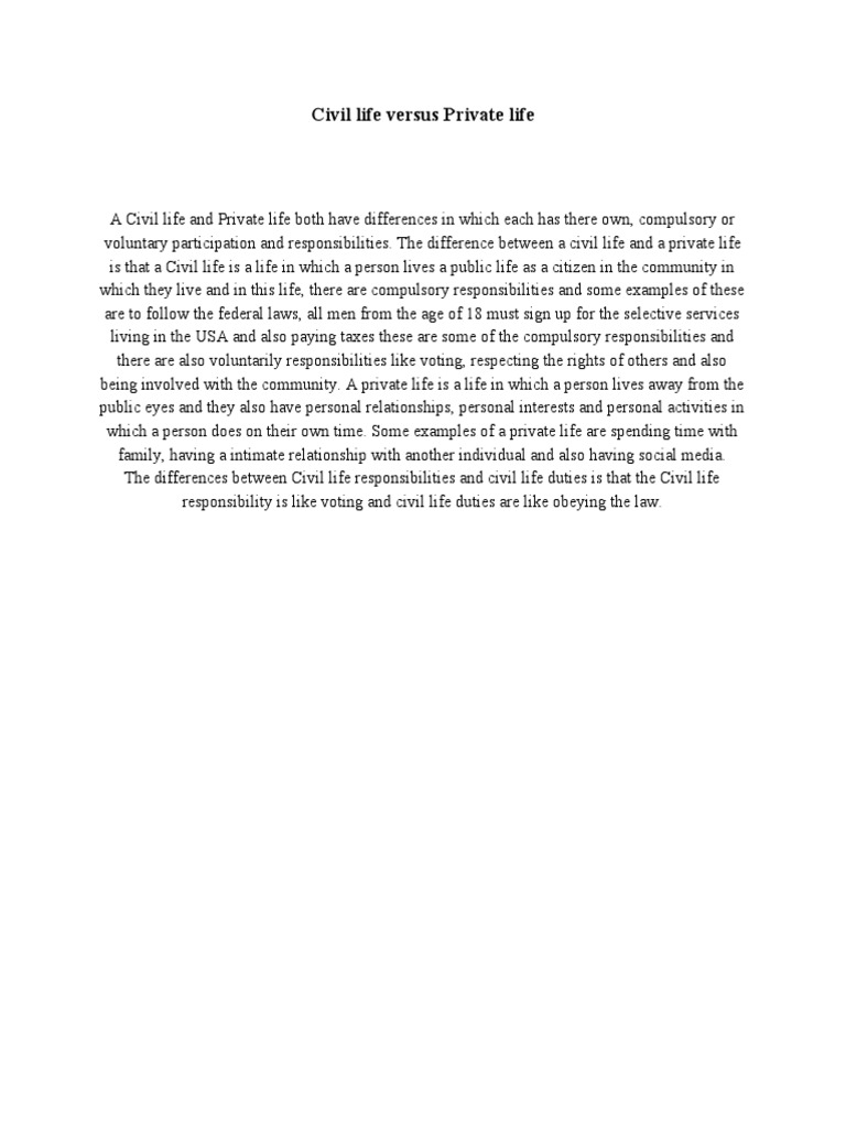 Civil vs. Private Life Explained | PDF | Lifestyle