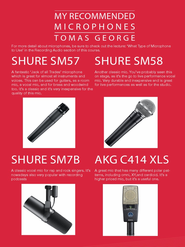 Recommended Microphones PDF | PDF