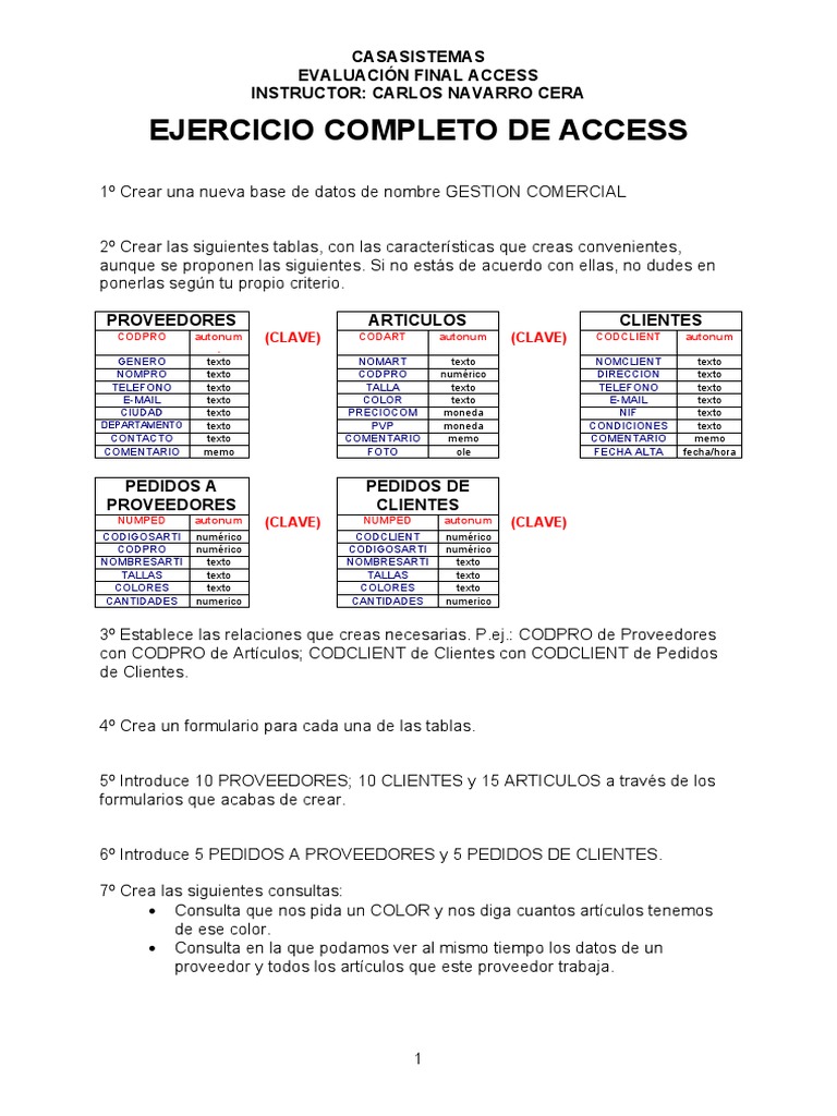 Ejercicio Completo de Access | PDF | Informática | Informática y tecnología de la información