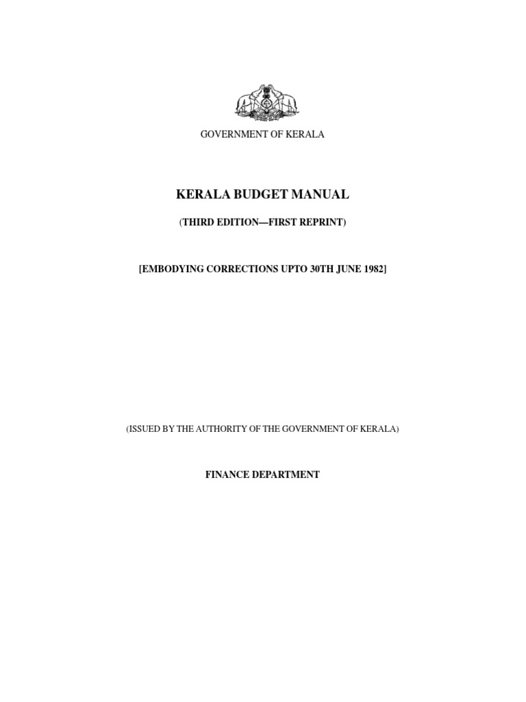 Kerala Budget Manual Overview | PDF | Expense | Budget