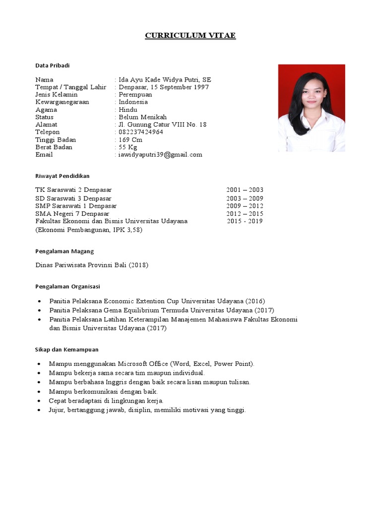 CURRICULUM VITAE Widya | PDF