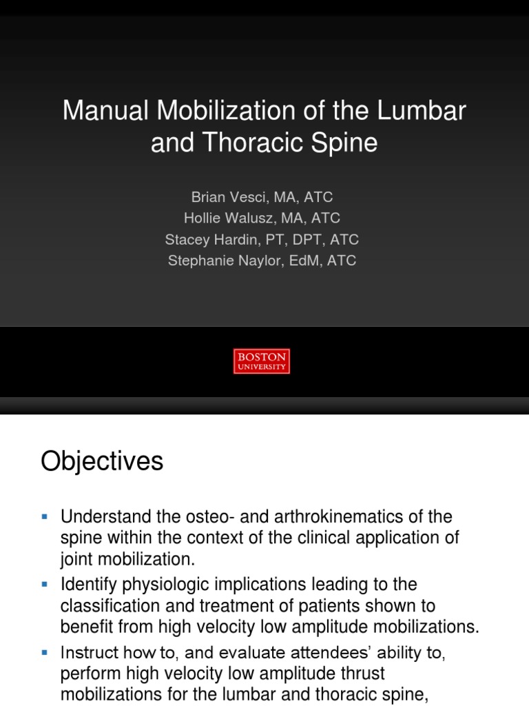 Lumbar Spine Mobilization Techniques | PDF | Anatomical Terms Of Motion ...