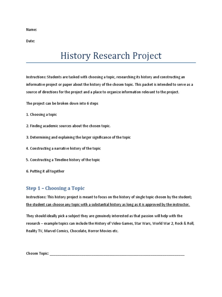 History Research Project | PDF | Essays | Narrative