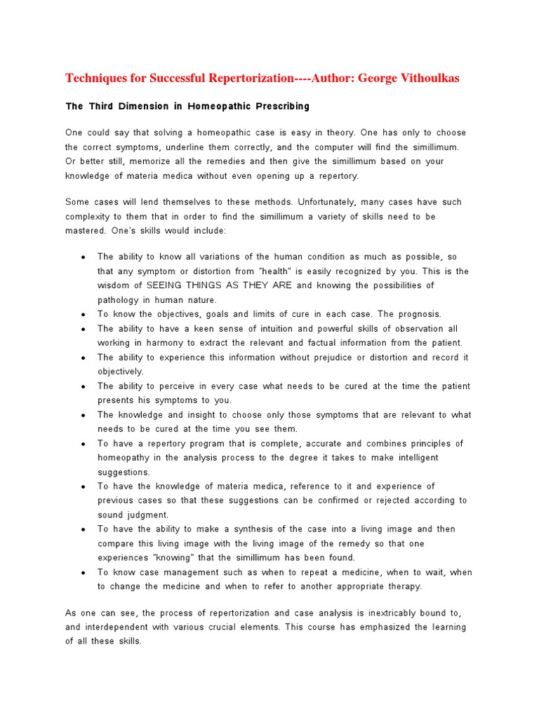 Techniques For Successful Repertorization - Author George Vithoulkas ...