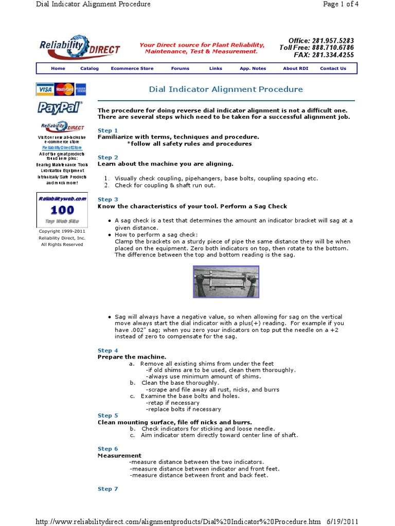 Dial Indicator Alignment Procedure PDF | PDF | Reliability Engineering ...