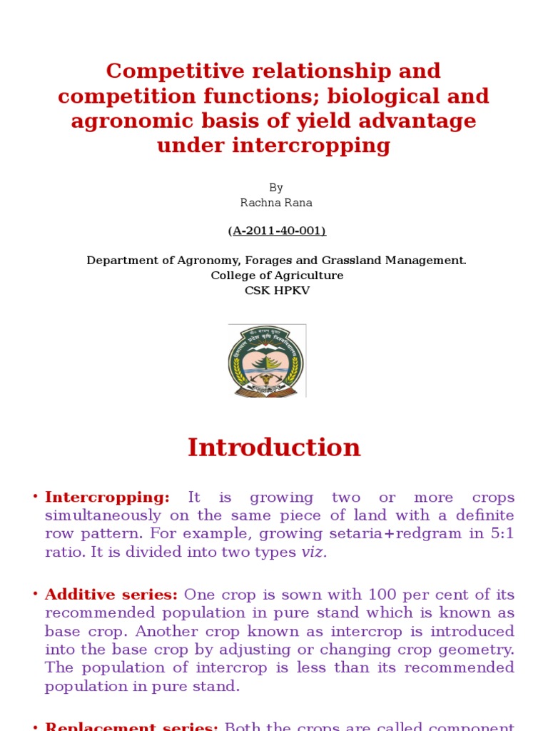Competitive Relationships in Intercropping | PDF | Legume | Agriculture