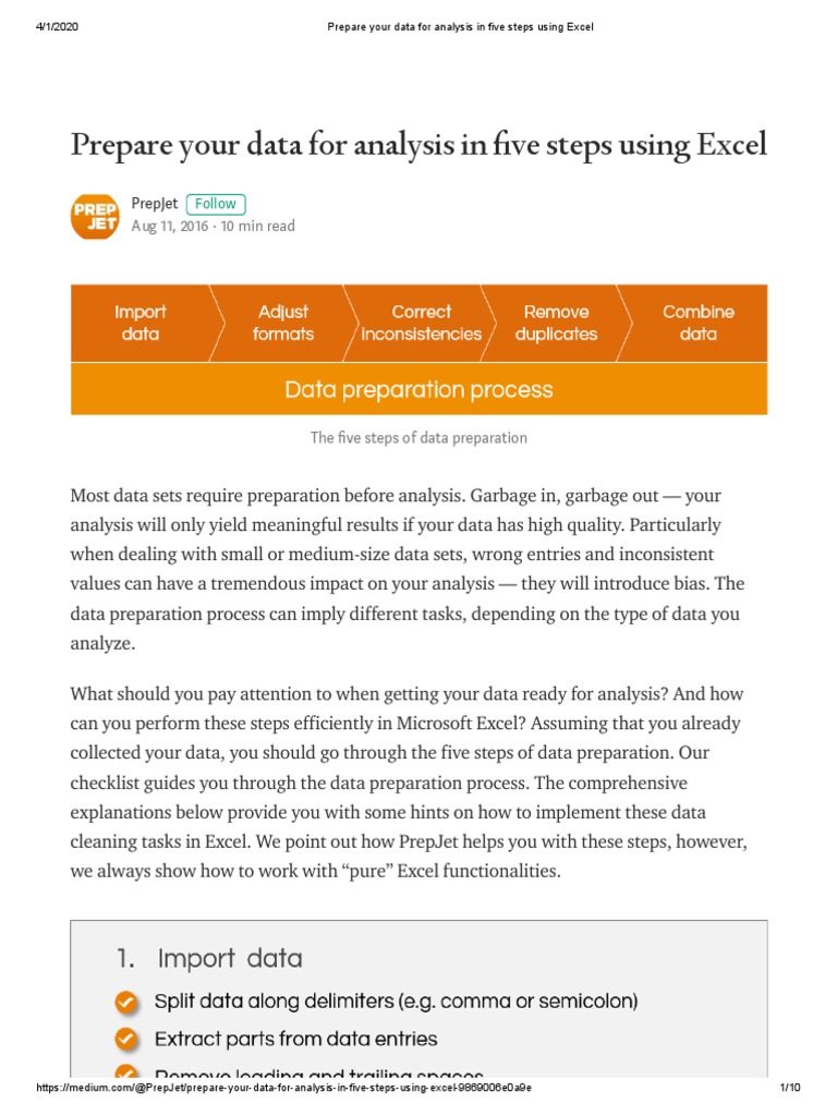 Preparing Data For Analysis Using Excel Pdf Comma Separated Values Microsoft Excel