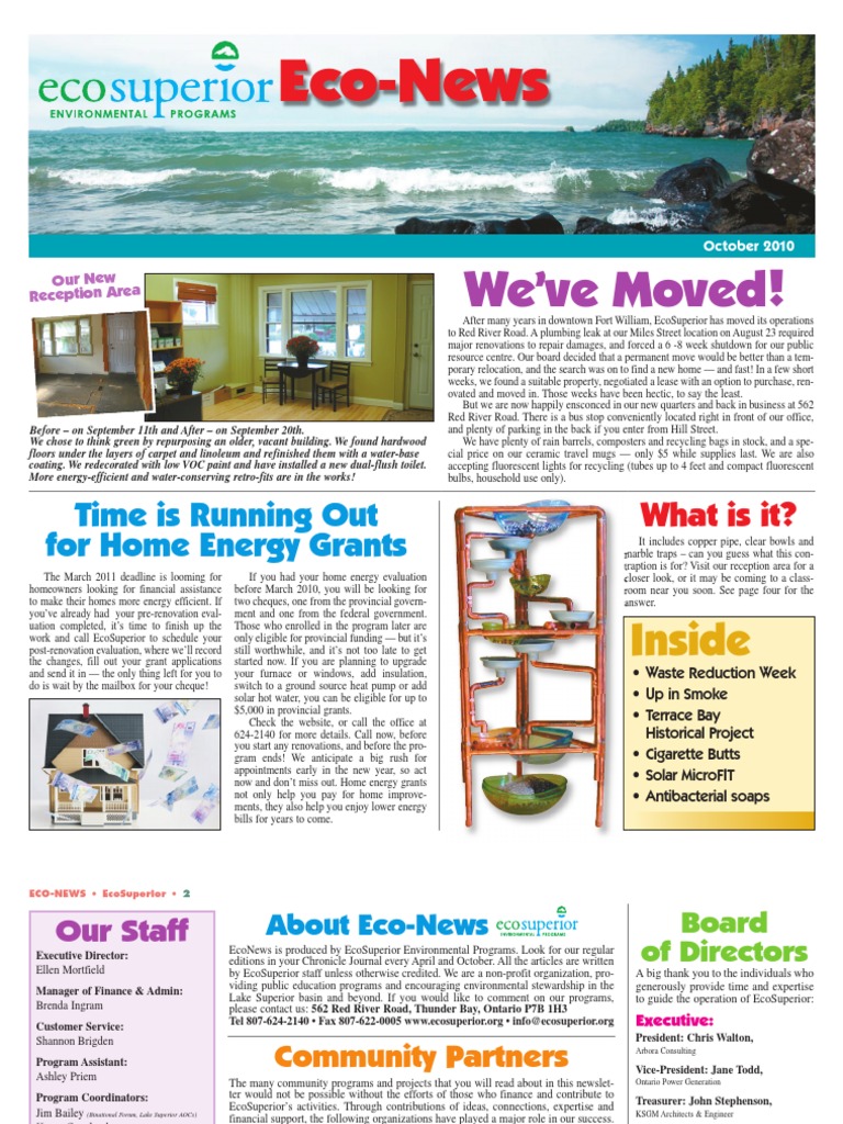 Fall 2010 Eco Newsletter, EcoSuperior | PDF | Nature